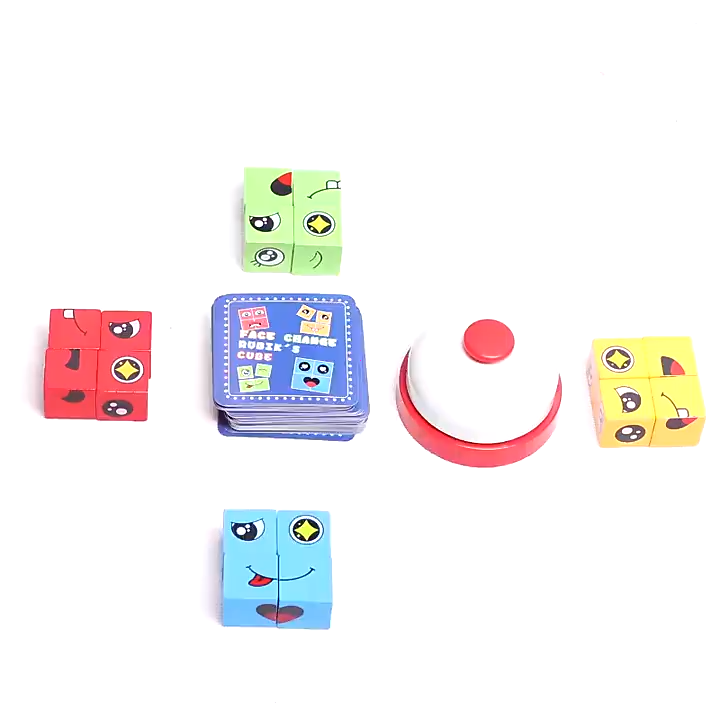 72PCS Cards Wooden Face-Changing Educational Magic Cube Building Blocks ...