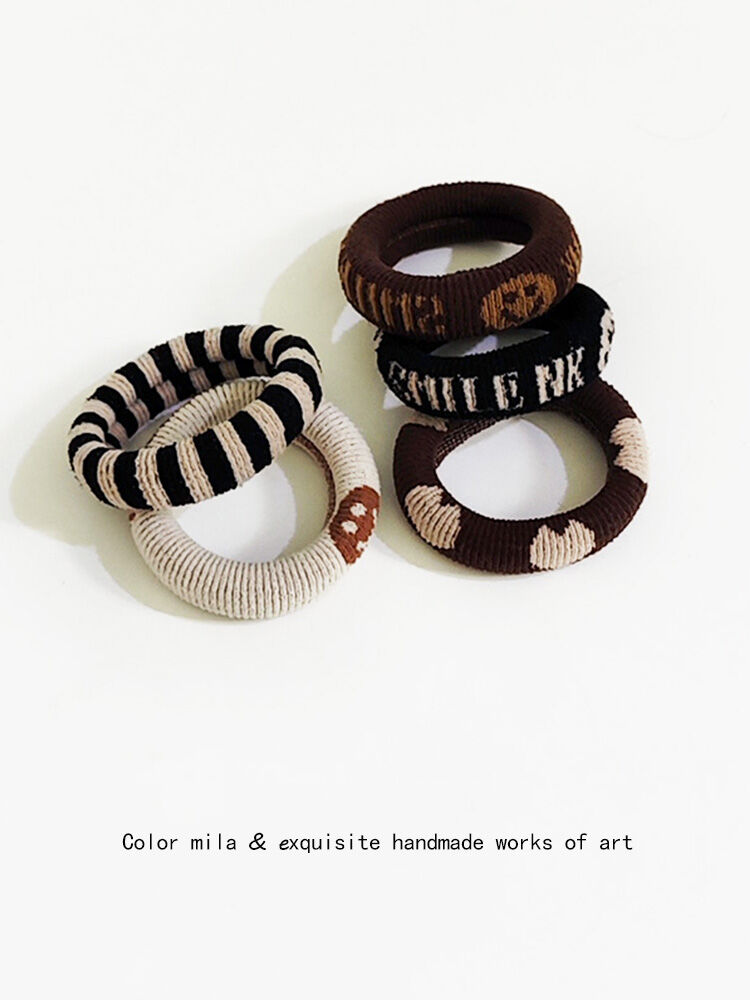 5-Pack Artsy Retro Towel Hair Band Thick Height Ponytail Hair String ...