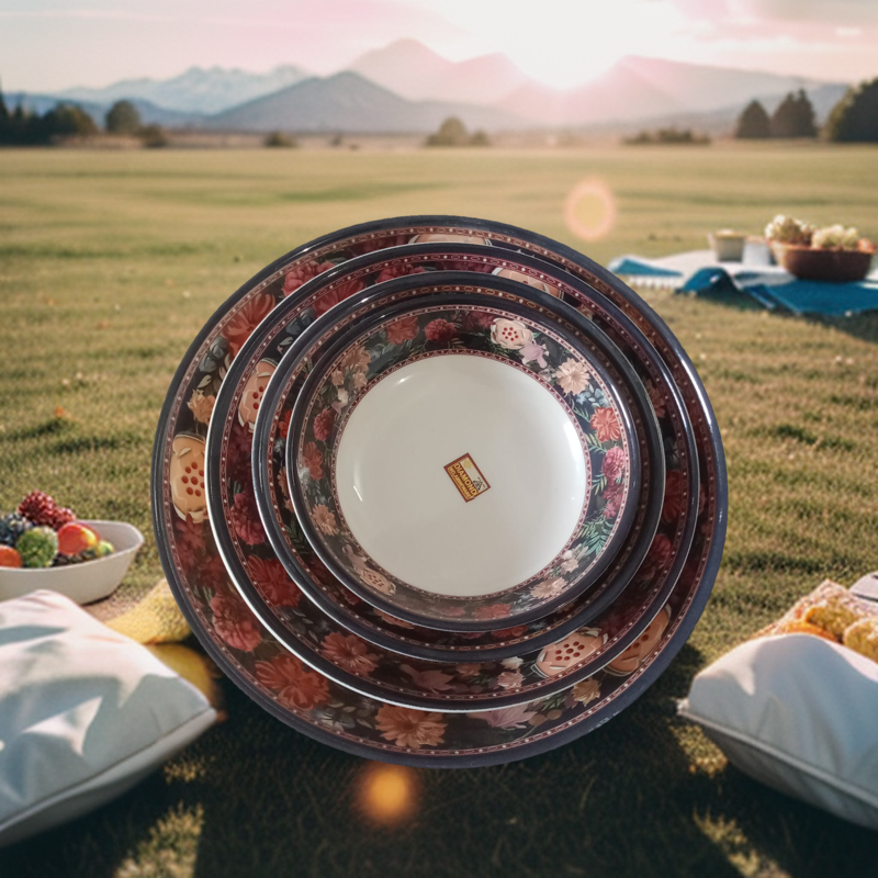 4 pes set Diamond Melamine black gol d Bowl Set | Daraz.com.bd