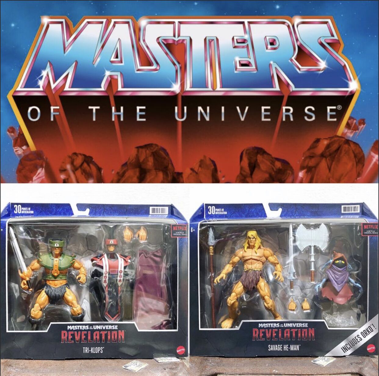 Mattel Masters of the Universe MOTU Masterverse Savage He-man /Orko ...
