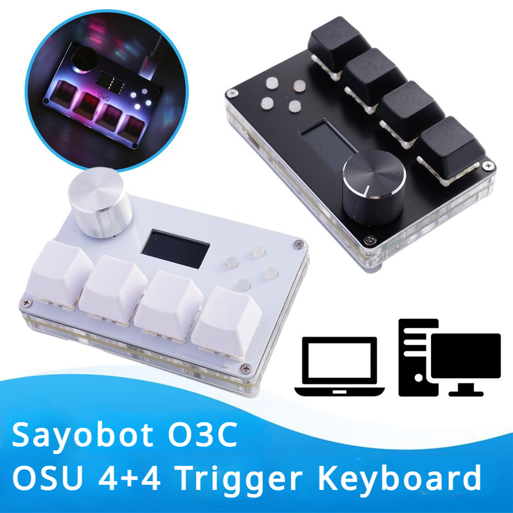 Sayobot SayoDevice O3C OSU 4+4 Keys Rapid Trigger Color Keyboard Custom Screen Knob Macro Game ...