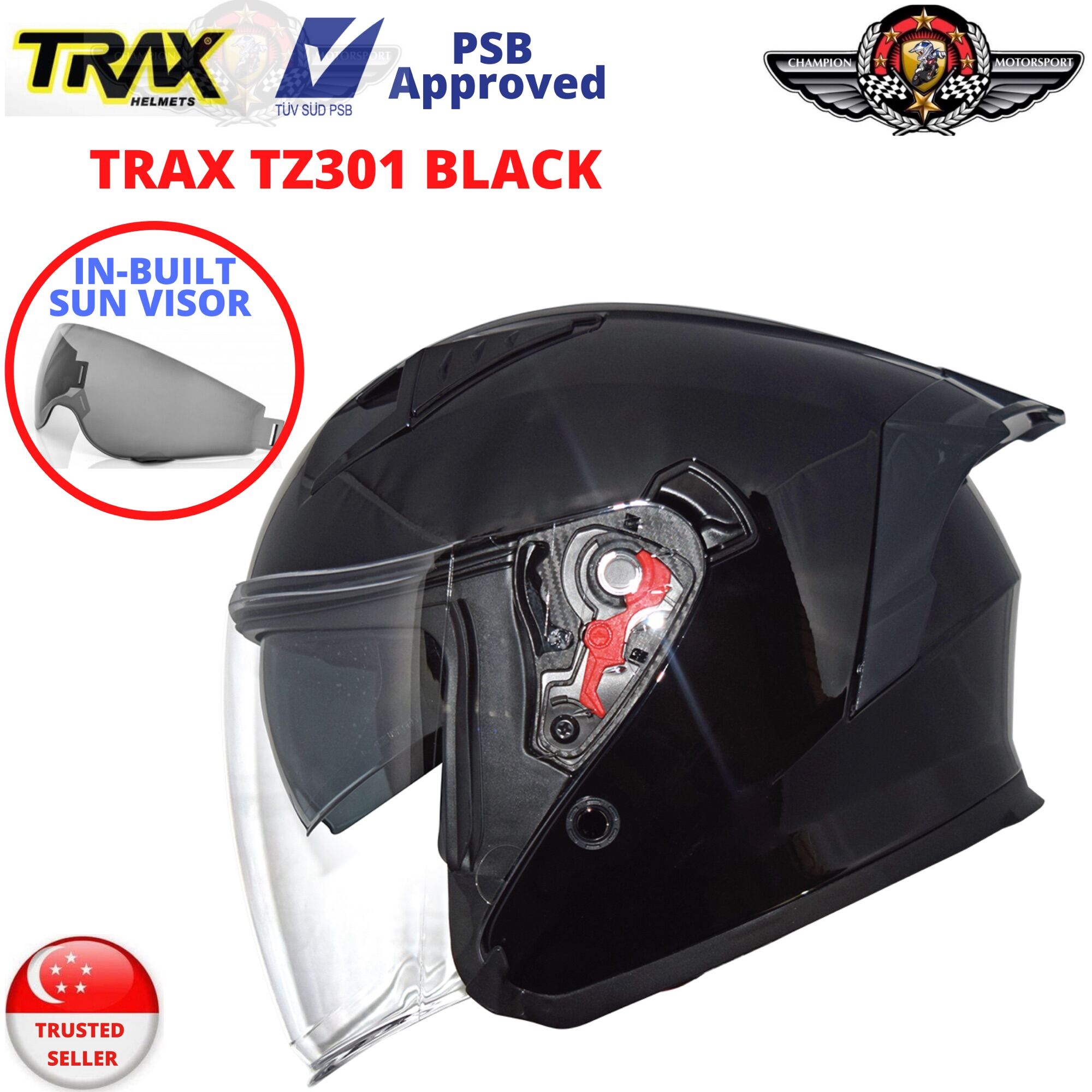 TRAX Helmet TZ301 METALIC GREY/ MATT TITAN/ MATT BLACK/ BLACK (PSB ...