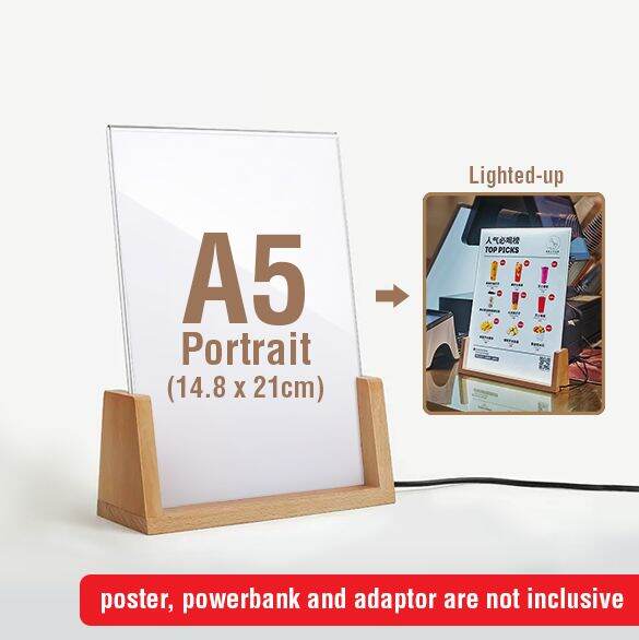 Luna Wooden Base Acrylic LED Lightbox Stand | Light up Table Acrylic ...