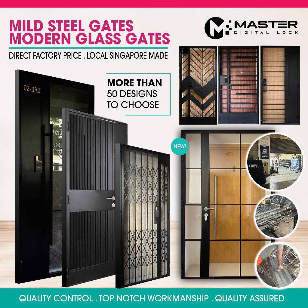 HDB MILD STEEL GATE / GLASS GATE / HDB METAL GATE FOR HDB BY MASTER ...