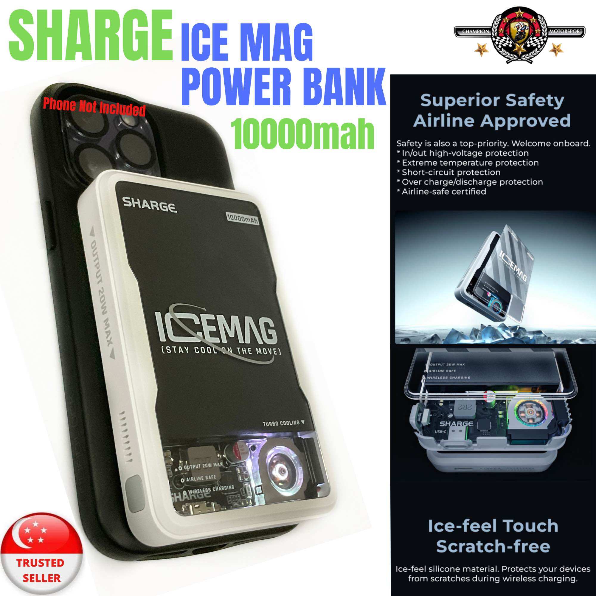 Shargeek ICEMAG 10,000mAh 20W Magnetic Wireless Power Bank with Active ...