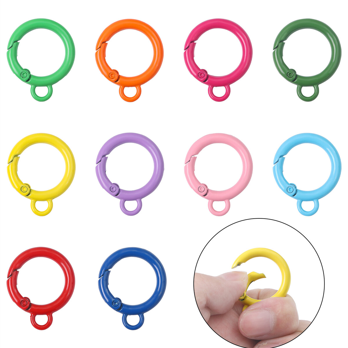 2/5Pcs 25x31mm Round Keychain Spring Clasps Openable Keyring Buckles ...