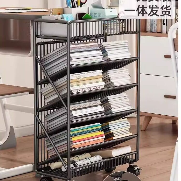 Mobile Quality Bookshelf with Wheels Study Desk Side Storage Student ...