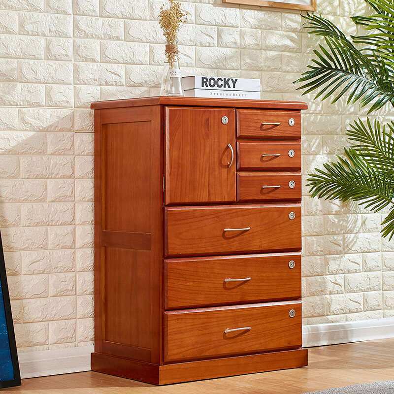Chest of Drawers Solid Wood Bedroom Locker Storage Cabinet Six Buckets ...