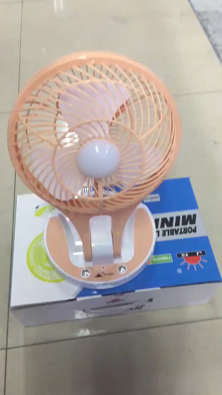 HT-5580 Rechargeable Mini Electric Fan with Portable LED Light