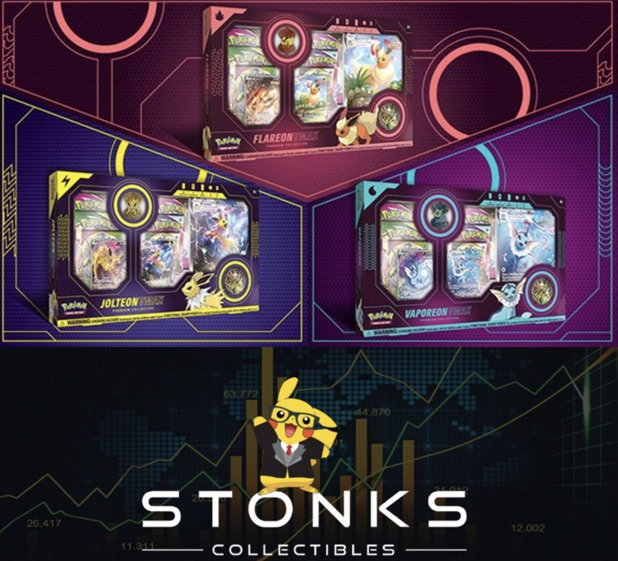 Pokemon TCG Eevee evolution VMAX Premium collection box set of 3 ...