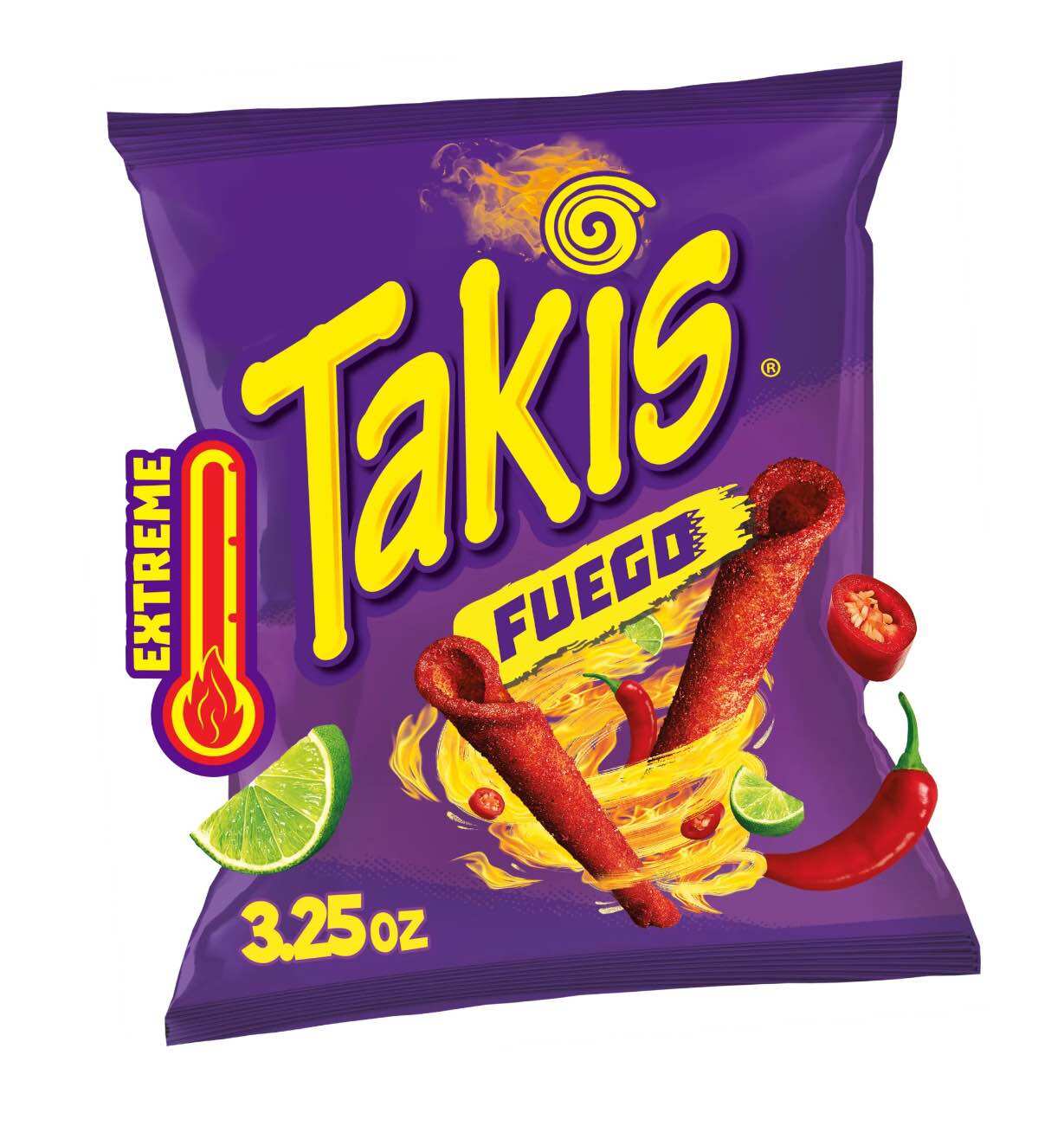 Barcel Takis Fuego Hot Chili Pepper & Lime Rolled Tortilla Chip, 3.25oz ...