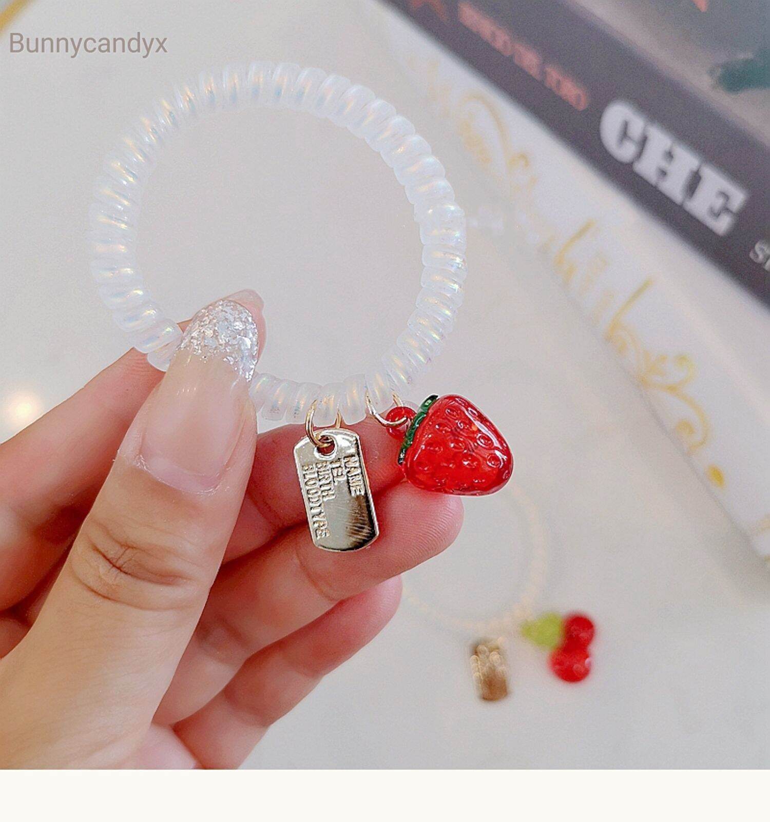 | SG | Telephone Cord Hair Tie | Strawberry Hairtie Mermaid sparent ...