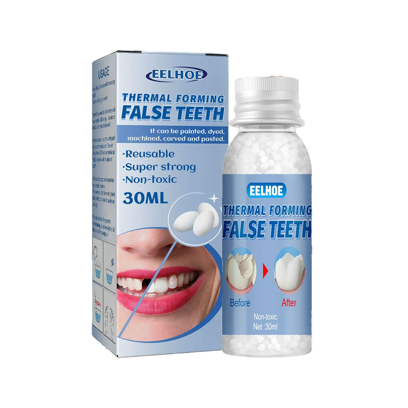 30ml Temporary Tooth Filling Solid Denture Material False teeth Denture ...