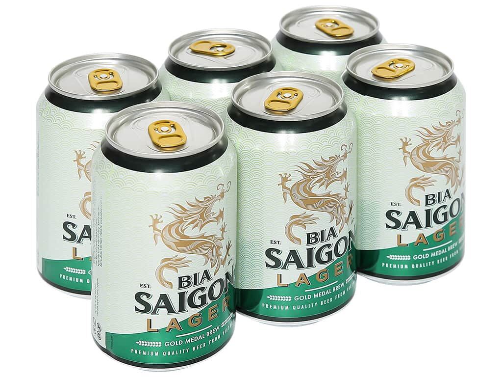 6 Lon Bia Sài Gòn Lager 330ml 6 Cans Of Saigon Lager Beer 330ml
