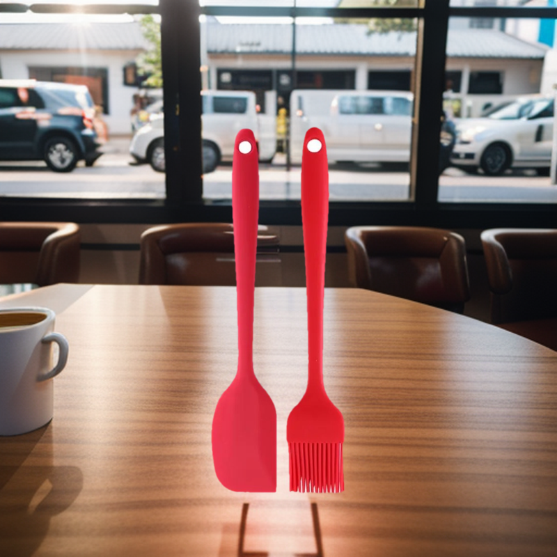2PCS Silicone Oil Brush and Spatula Set - Heat Resistant Cooking ...