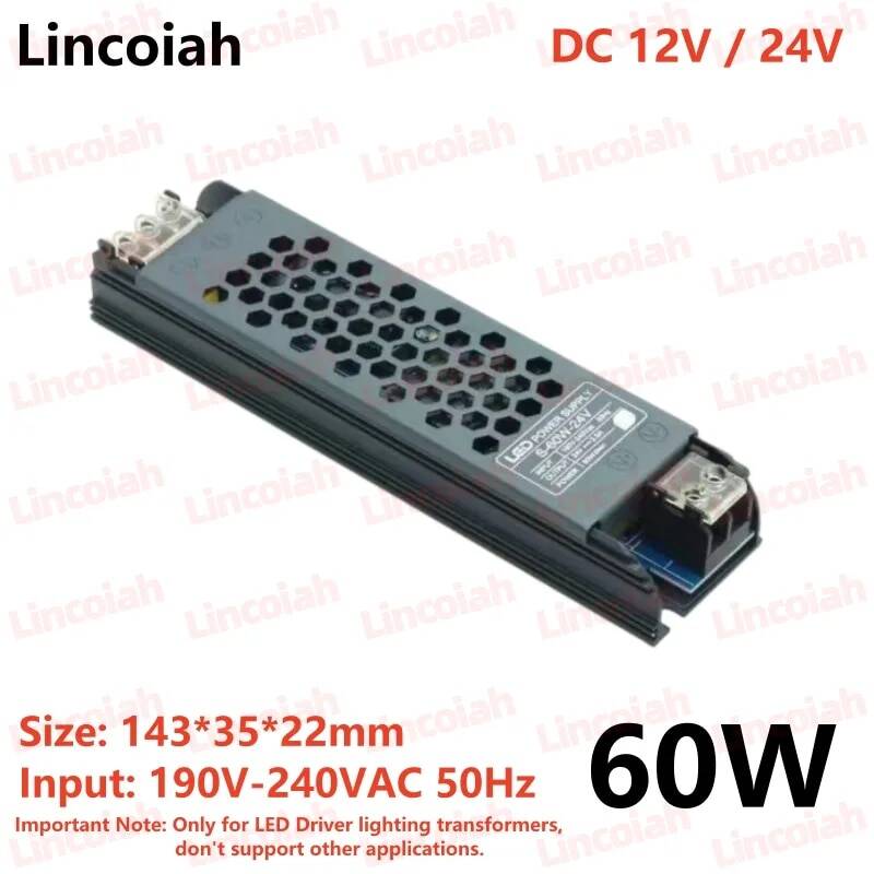 Lighting Transformer DC 12V/24V Power Supply Adapter 5A 12A Ultra thin LED Strip Switch Driver ...