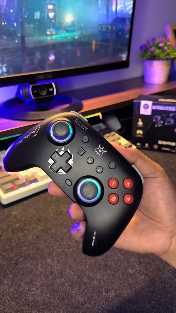 Onikuma C1 Wireless Gamepad 6-Axis Gyro Vibration E-Sports Gaming ...