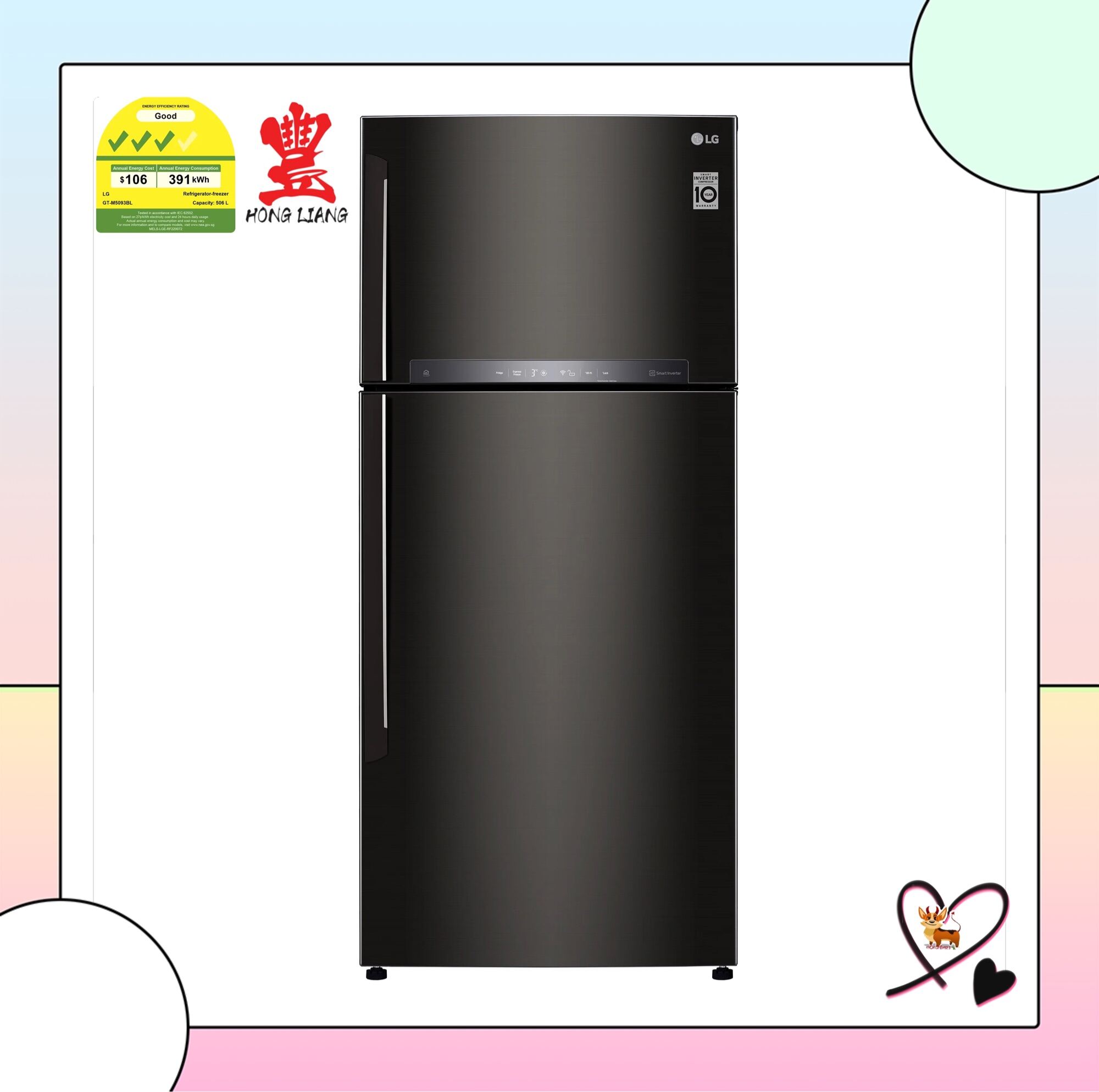 LG GT-M5093BL (506L) Smart Inverter Compressor 2-Door Refrigerator - Black | Lazada Singapore