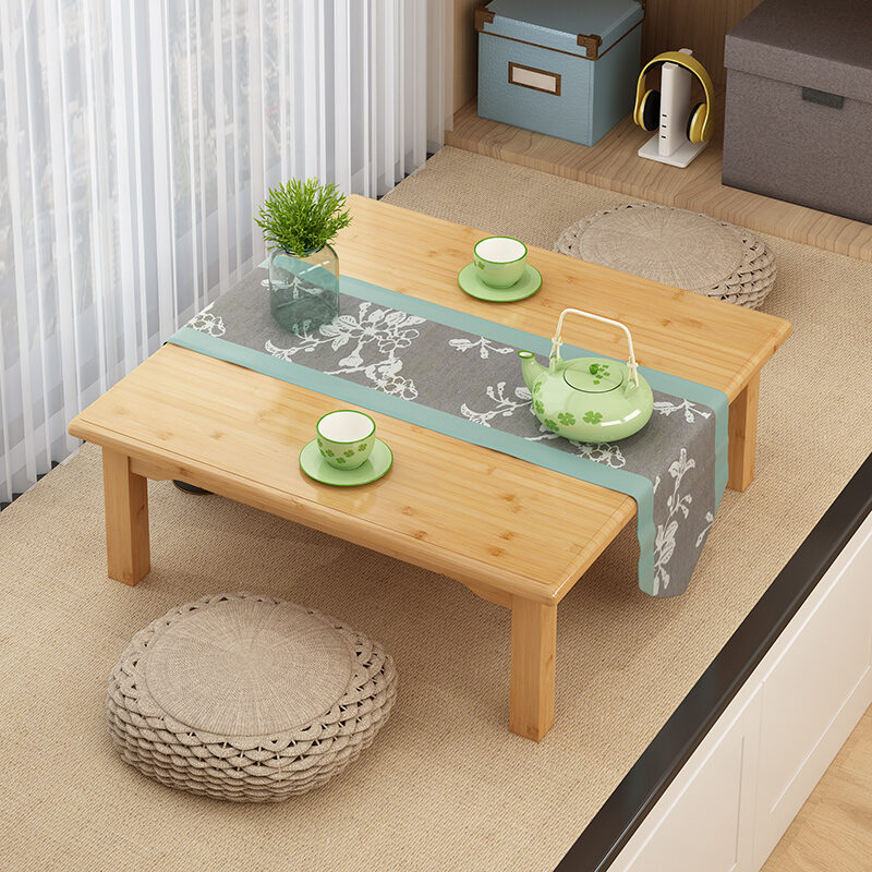 Solid Wood Tatami Tea Table Minimalist Japanese Style Bamboo Kang Table ...