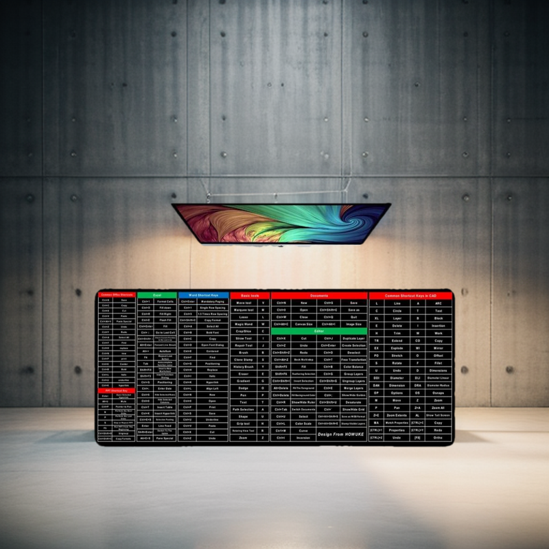 Anti-Slip Keyboard Pad with Office Excel Software Shortcuts Key ...