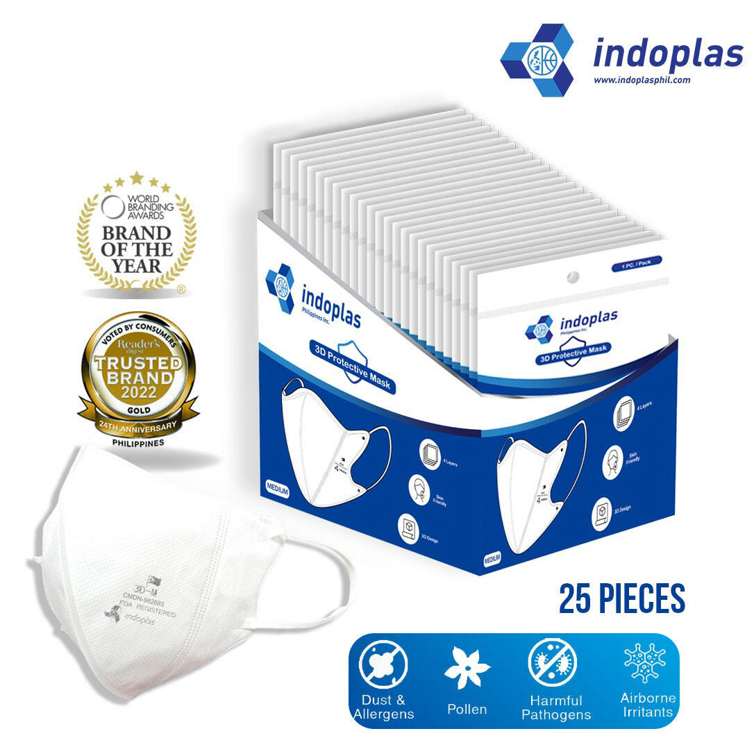 Indoplas KF94 3D Medium (Adult) Face Mask FDA Registered - 25 Packs | Lazada PH
