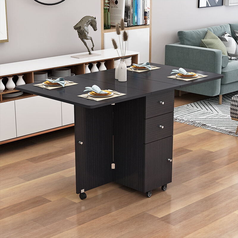 Foldable Dining Table Household Small Apartment Movable Rectangular ...