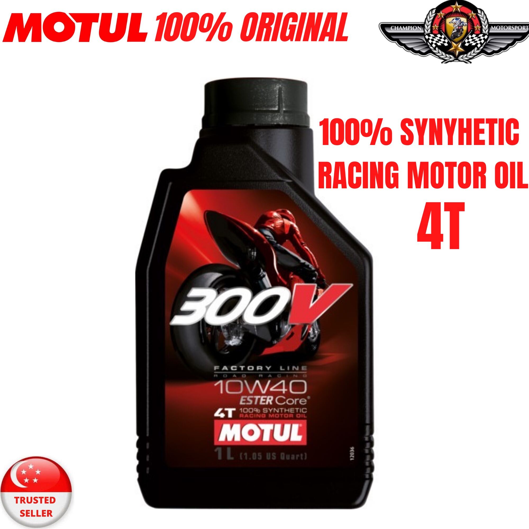 MOTUL 4T 300V2 10W50/ 300V 5W40/ 10W40/ 15W50 FULLY SYNTHETIC ENGINE OIL 1L | Lazada Singapore